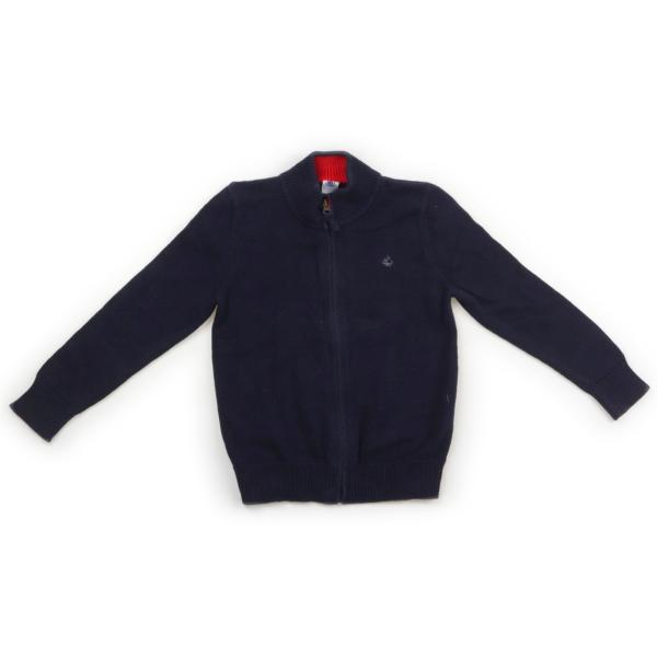 ブランド：PETIT BATEAU(プチバトー)カテゴリー：ニット・セーターサイズ：110サイズ色：ネイビー状態：★★記名：なしジャンル：Boy実際のサイズ表記は4ans/114cm。コットンニット。前ファスナータイプ。腹部に引っ掛け傷、全...