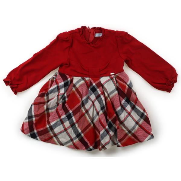 ブランド：Mayoral(マヨラル)カテゴリー：ワンピースサイズ：80サイズ色：赤・マルチカラー・チェック状態：★★記名：なしジャンル：Girl実際のサイズ表記は86cm。後ろファスナー開き。スカート部分、毛玉・毛羽立ちが見受けられます。裏...