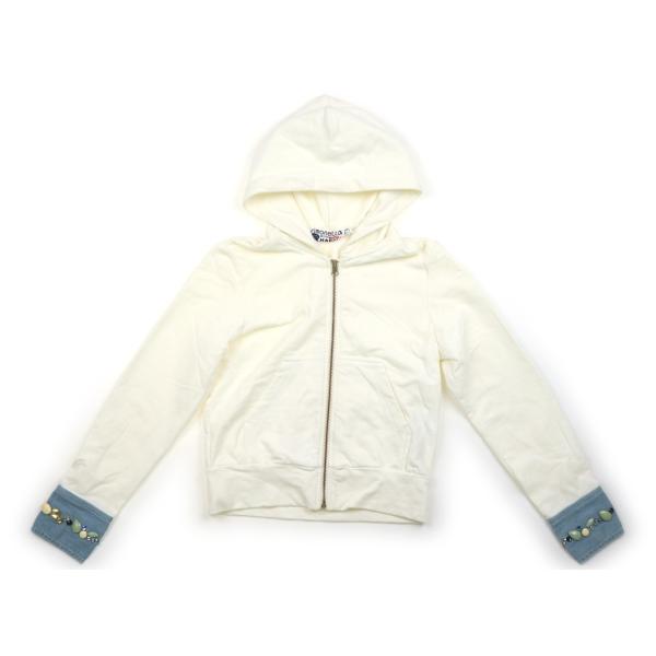 ブランド：Simonetta(シモネッタ)カテゴリー：パーカーサイズ：120サイズ色：生成り・サックスデニム・ビジュー状態：★★★記名：なしジャンル：Girlカフスはデニム素材、ぶじゅー付きです。バストに1mmほどの汚れがありますが目立ちま...