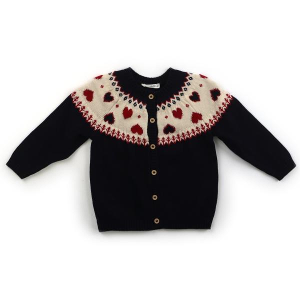 ブランド：Dave&amp;Bella(デイブアンドベラ)カテゴリー：カーディガンサイズ：90サイズ色：ネイビー、赤、ハート状態：★★★記名：なしジャンル：Girl厚手のコットンニット。若干の毛玉、袖に白っぽい汚れあり。まだお使いいただけそ...