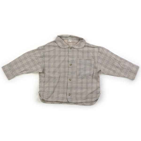ブランド：apres les cours(アプレレクール)カテゴリー：シャツ・ブラウスサイズ：100サイズ色：格子柄　薄いグレー状態：★★★記名：なしジャンル：Boy軽い綿地。裾上ににごく薄いシミがありますが、まだまだお使いいただけます。