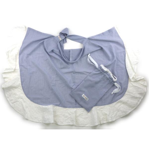 ブランド：Sweet Mommy(スウィートマミー)カテゴリー：授乳ケープ・カバーサイズ：ママ向けアイテム色：ブルー・白ストライプ、白いレース状態：★★★記名：なしジャンル：Mother約68×100cmで、収納袋付きです。使用感はあります...