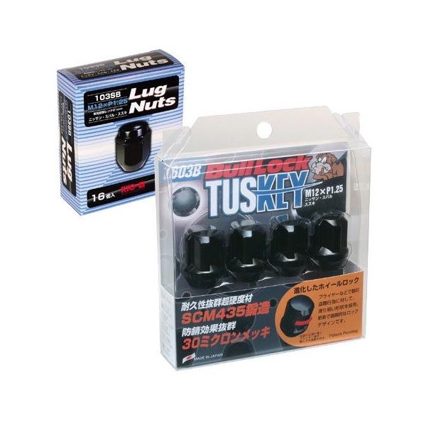 【NS183】■ブルロックタスキー＋ナットSET■KICKSキックス/P15/日産■M12X1.25/21mm/黒・ブラック■BullLock TUSKEY&amp;ナットセット 4H5H共用【車用品・バイク用品-503190】【カー用品-...