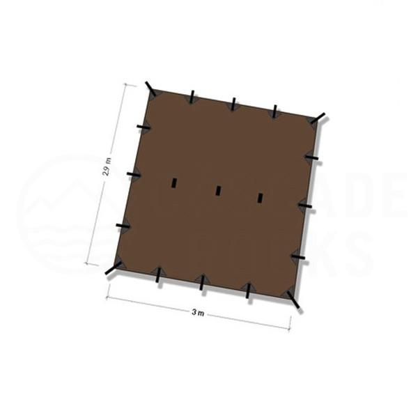 サイズ：3m × 2.9mカラー：コヨーテブラウン重　量：460ｇ付属品：ガイドライン×4　　　　ペグ×4 19800お客様都合の返品・商品発送後のキャンセル・変更不可。詳しくはお買い物ガイドをご覧下さい。