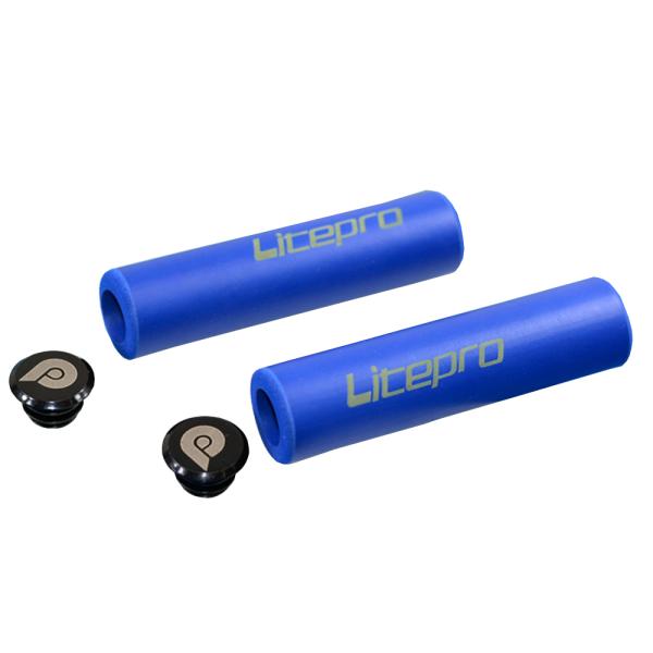商品名　Litepro 軽量スポンジグリップ長さ：135mm重さ：19g口径：22.2mm色：青（スポンジ）／黒（キャップ）