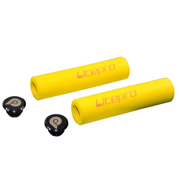 商品名　Litepro 軽量スポンジグリップ長さ：135mm重さ：19g口径：22.2mm色：黄（スポンジ）／黒（キャップ）