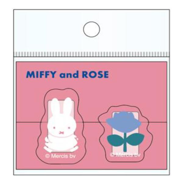 ［商品仕様］ミッフィーとバラのイラストを、シンプルかつカラフルなデザインでまとめたシリーズです。【サイズ】 ミッフィー：約H40×W25mm ローズ：約H40×W27mm 【素 材】アクリル、ABS【内 容】クリップ2個セット【生産国】日本...