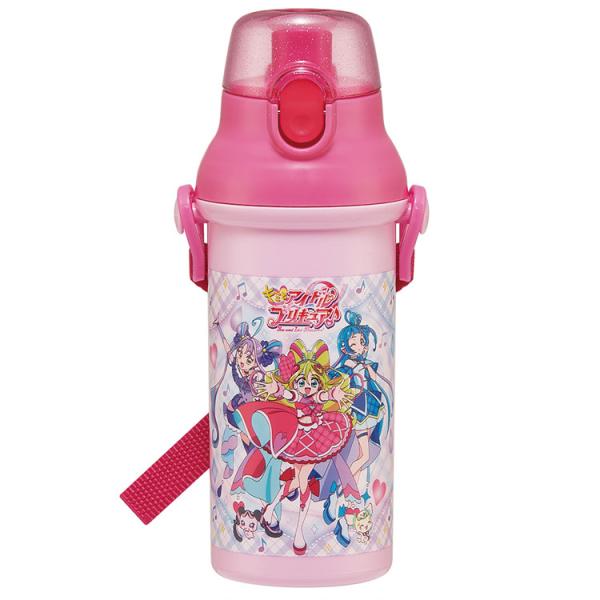 ［商品仕様］食器洗い乾燥機OKのプラスチック直飲み水筒です。 【サイズ】約W95×D79×H210mm 【容量】約480ml 【品質表示（耐熱温度）】 キャップ：飽和ポリエステル樹脂（耐熱温度約100度） 本体・フタ・ベルト：ポリプロピレン...