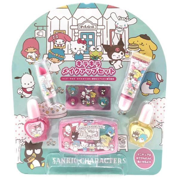 ［商品仕様］【パッケージサイズ】約W200×H216×D42mm【素材】シール：紙【内容】水性マニキュア 2色、リップスティック、リップグロス、アイシャドウパレット、ホログラムシール【仕様】マニキュアは水でかんたんに落とせるよ★【原産国】中...