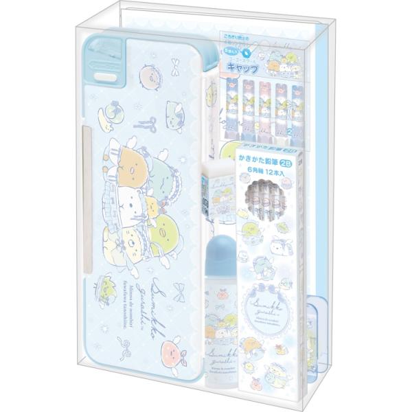 ［商品仕様］【パッケージサイズ】約255×186×38mm【内容】自由帳、下敷、まとまるくん消しゴム、かきかた鉛筆(2B)1ダース、キャップ、のり、ソフトペンケース、セロハンテープ【仕様】透明箱入り【生産国】日本【特長】新入学のプレゼントに...