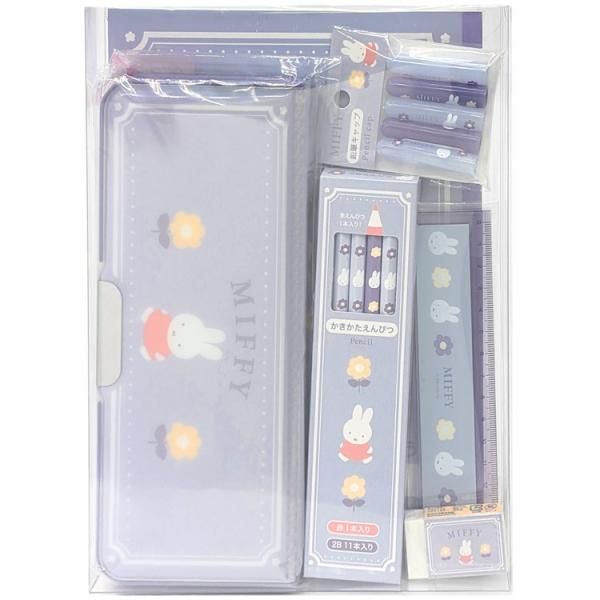 ［商品仕様］【パッケージサイズ】約H255×W190×D35mm【セット内容】　MF939ピッタントン筆箱×1　MF940かきかた鉛筆2B＋赤(紙箱入)×1　MF941鉛筆キャップ(5本入)×1　MF943消しゴム×1　MF945定規(15...