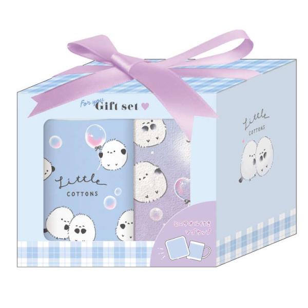 ［商品仕様］【本体サイズ】マグカップ：約H95×直径80mm　　　　　ミニタオル：約H200×W200mm【パッケージサイズ】約H105×W117×D95mm【素材】マグ：磁器　タオル：綿・ポリエステル【生産国】中国※製品の性質上、多少の色...