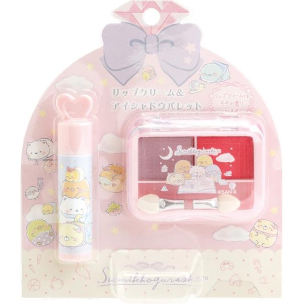 ［商品仕様］大人もキッズも使いやすい！ギフトとしてもぴったりなコスメアイテム♪【内容】リップクリーム1本、アイシャドウパレット1個【パッケージサイズ】約145×125×25mm【仕様】リップクリーム：モモの香り付【生産国】中国【特長】アイシ...