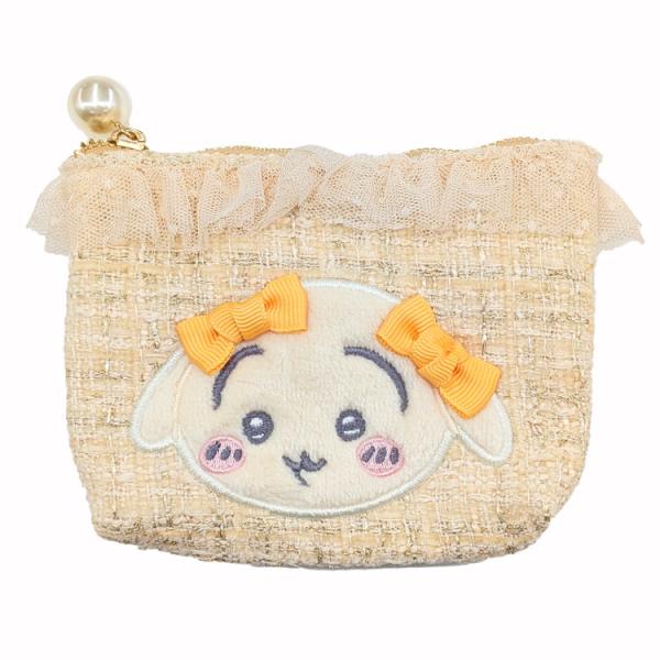 ［商品仕様］チュールフリル×ツイードで上品＆かわいい！キャラクターの顔がアップリケに♪パールのチャームが上品！【サイズ】約W135×H95×D25mm【素材】ポリエステル【原産国】中国［特記事項］※画像はあくまでも商品イメージになります。実...