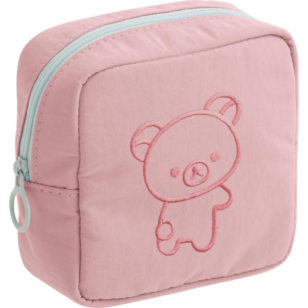 ［商品仕様］さらっとした生地感でデイリー使いにぴったり！シンプルなデザインだから大人も使いやすいポーチです♪【サイズ】約110×110×50mm【素材】ポリエステル【仕様】刺しゅう入り【生産国】中国【特長】　ツートンカラーの刺しゅうがおしゃ...