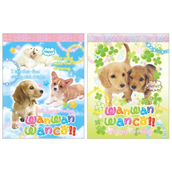 ［商品仕様］犬写真がとってもかわいい平成の一大トレンド『わんわんわんこ』がついに復活☆元気いっぱいカラフルで楽しいシリーズだよ♪ちょこっとメモにぴったりなミニメモ2冊セットです。【セット内容】クロスメモ2種【サイズ】約90×70mm【仕様】...
