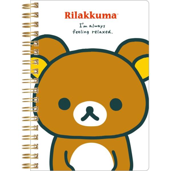 ［商品仕様］リラックマの文房具が定番の絵柄でリニューアル！毎日使うアイテムをリラックマでそろえちゃおう♪使いやすいB6サイズのリングノートです。【サイズ】約180×125mm【仕様】Wスプリング製本、7mm21行【内容】カラフル本文60枚【...