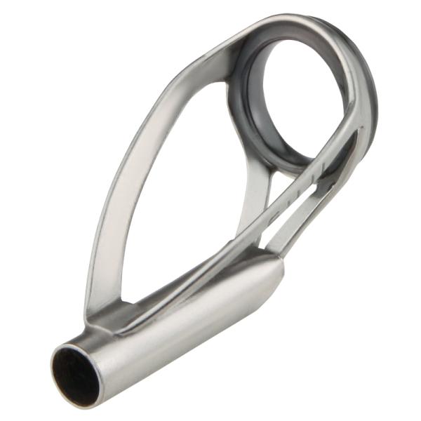 糸絡みしにくい傾斜ブリッジ付きの最軽量トップ。リングの高さがティップガイドと揃う。スピニング、ベイトキャスティング両用。