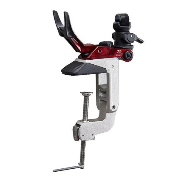 更に強く！スタイリッシュに！船用竿掛け決定版！適合ハリス10号まで。タテ・ヨコの付け替えは首振り台袋ネジを緩めるだけで楽々変更、船べりを選ばない切り替え方式。アームは水平から上方向16度まで角度調整ネジを操作し調整可能。左右に3段階、計50...