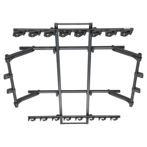 2ピースも確実にホールドするデュアルホールドタイプのブラック仕様の8本積み。 バス、シーバス、オフショアからフライロッドも積載可能。