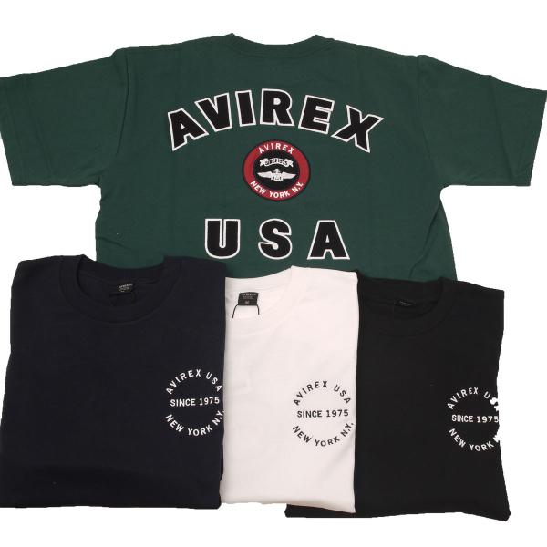 AVIREX6123346 AVIREX VARSITY LOGO T-SHIRTバーシティー半袖Tシャツ 綿 60％　ポリエステル40％M L XL XXL01 ホワイト09 ブラック77 グリーン87 ネイビーVARSITYレザージャケ...