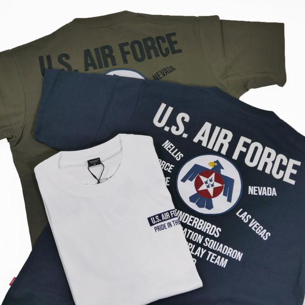 AVIREX783-3134052 USAF THUNDERBIRDS PATCH サンダーバーズ パッチド Tシャツ 半袖Tシャツ本体：コットン60% ポリエステル　40％リブ部分：コットン60％ポリエステル　40％刺繍部分：ポリエステル...