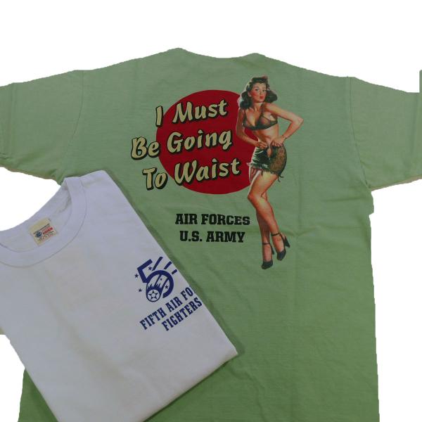 Buzz RicksonsバズリクソンズBR79625 BR79707 I Musi Going To Waistプリント ピンナップガールプリント 半袖Tシャツ101 WHITE 143 L.GREENサイズ：M L XL綿100％ アメ...