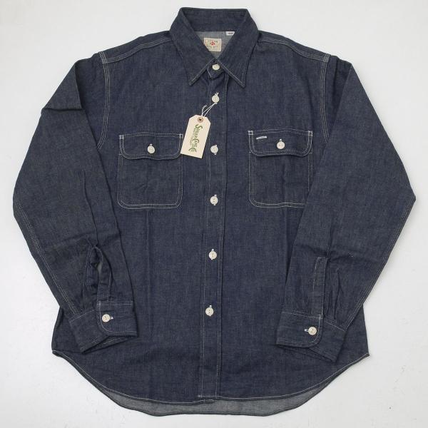 SUGAR CANEシュガーケーンSC27852-421デニム長袖ワークシャツネイビーサイズ：M L XL XXL綿100％日本製<実寸>　M　身幅約55cm　肩幅約44cm　袖丈約60cm　着丈約72cm　L　身幅約57cm　...