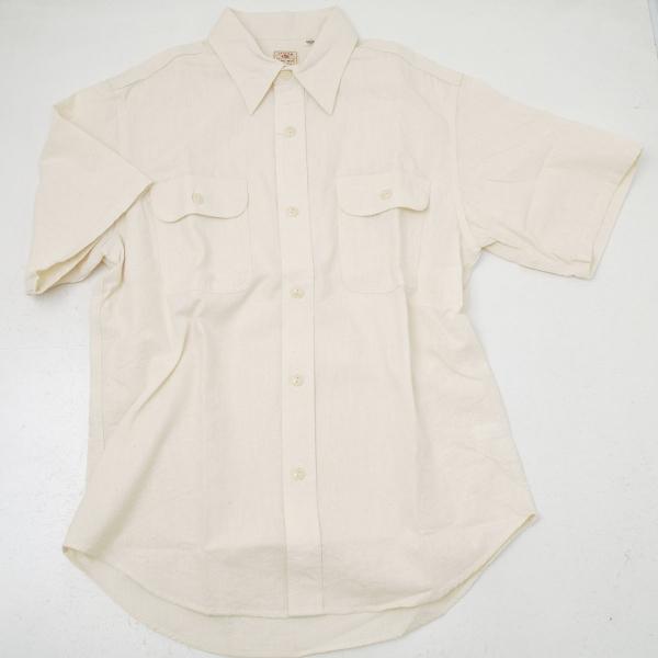 SUGARCANEシュガーケーンSC37942-401半袖ワークシャツホワイトM L XL素材：コットン100％日本製<実寸>　S　身幅約51.5cm　肩幅約42cm　袖丈約22cm　着丈約69.5cm　M　身幅約53cm　肩幅...