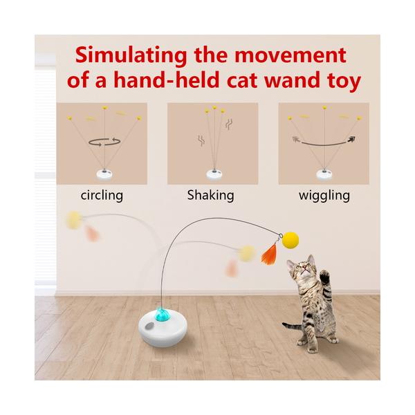 電動猫じゃらしのおもちゃです。ワイヤーがランダムでぐるぐる動き、猫ちゃんの狩猟本能を刺激します。10分作動するとスタンバイモードになり2時間後再び10分動作を繰り返します。ワイヤーの先に羽根やヒモをつけてカスタム可能です。サイズ：110×(...