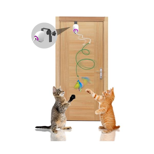 ドアに取り付けるだけでセルフ遊びができる電動おもちゃです。ドアに簡単取り付け可能新しい猫ちゃんトイ。ボタン1つでノーマルモードとアクティブモードに切り替え出来ます。10分間の作動後自動的にオフになり、2時間後に再び10分作動します。ヒモの先...