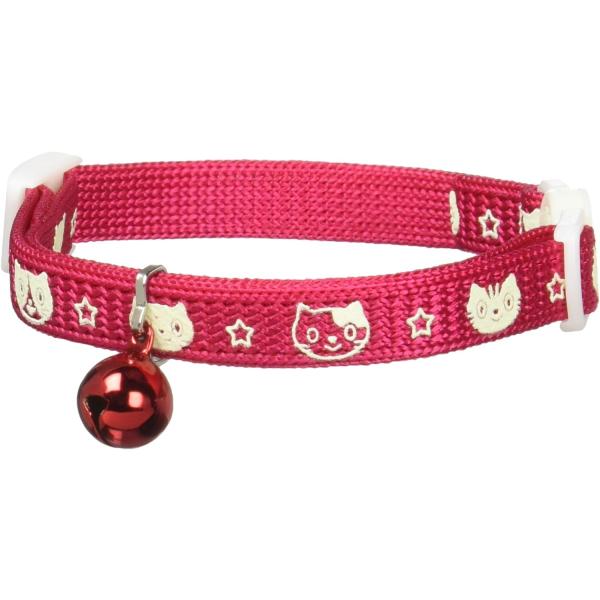 暗闇で光る蓄光タイプの引っ掛けても安心セーフティバックル使用。プラスチックパーツと柄が光る。適応：体重7kgまで首回り：19〜31cm材質：ナイロン【ネコポス便利用条件】代引き不可首輪は5個まで対応致します。複数を買い物かごに入れますと送料...