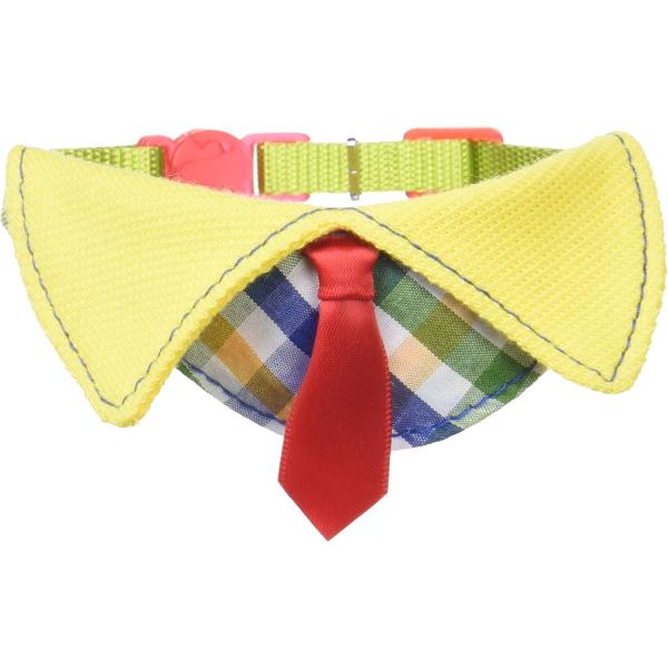 取り外し可能なネクタイと襟の首輪カバーが付いたおしゃれな首輪。セーフティ機能。適応：体重7kgまで首回り：19〜31cm材質：ポリエステル【ネコポス便利用条件】代引き不可こちらの首輪は4個まで対応致します。複数を買い物かごに入れますと送料が...