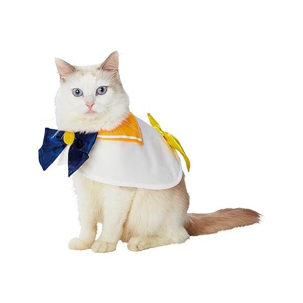 大人気の「セーラームーン」とのコラボ。着るだけでセーラーヴィーナスになりきれて、ＳＮＳ・ブログなどの撮影にもぴったり。対象：全猫種首回り：約17〜28cm材質：ポリエステル【ネコポス便利用条件】代引き不可こちらの商品は2個まで対応致します。...