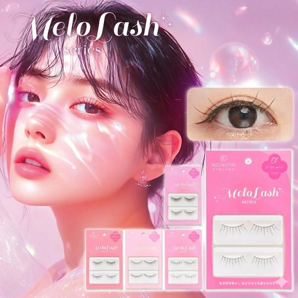 【商品詳細】商品名：デコラティブアイラッシュ メロラッシュタイプ：01 ドーリームーン02 ベイビーヒロイン03 儚げワンホン04 くるんとエンジェル05 なじませガール06 愛され女神内容：2ペア材質：PBT原産国：中国メーカー：粧美堂株...