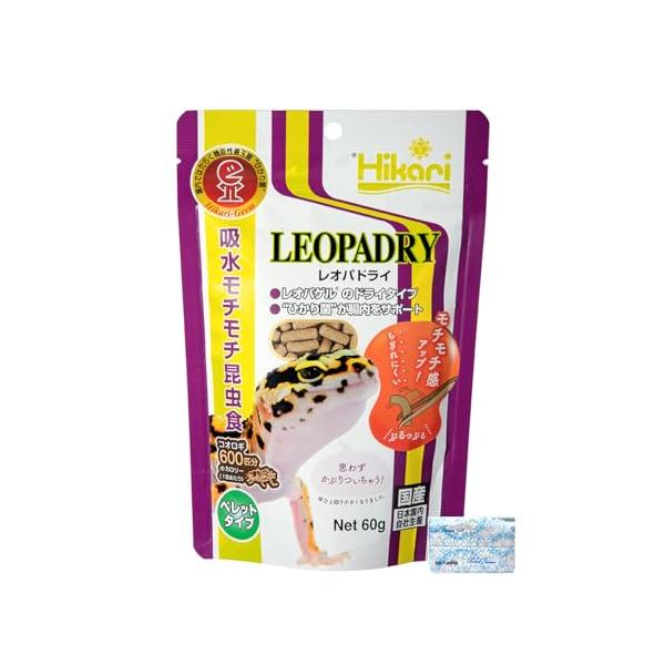 キョーリン レオパドライ60g 爬虫類 トカゲ ヤモリ 餌 エサ えさ　LEOPADRY・ヒョウモントカゲモドキ累代繁殖の実績をもつレオパゲル配合の昆虫食爬虫類向け総合栄養ペレットは、崩れにくい吸水モチモチ物性と高い嗜好性を提供します。・ひ...