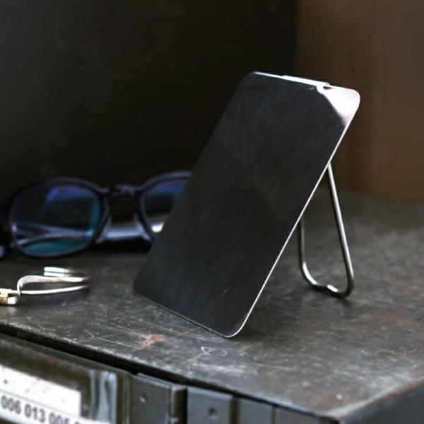 鏡 卓上 ミリタリー ステンレス 2WAYミラー デッドストック イタリア軍