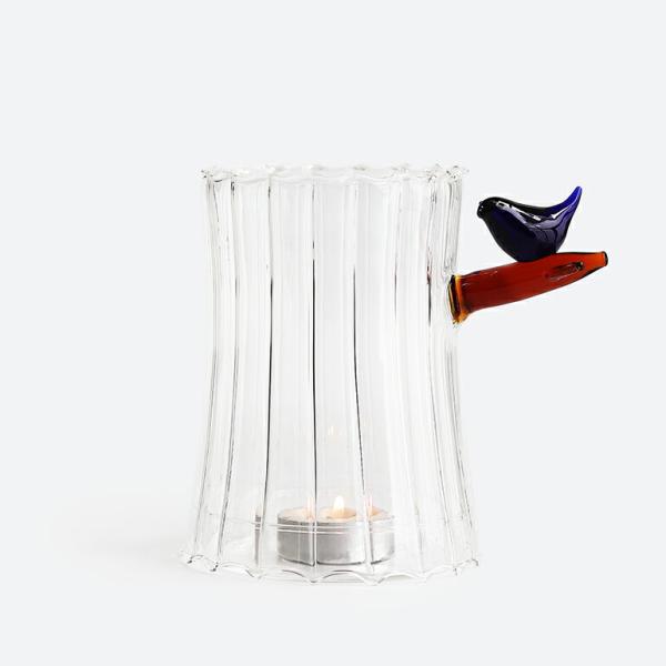 キャンドルホルダー ガラス 青い鳥 イタリア 手吹き ギフト  ICHENDORF MILANO イッケンドルフ ミラノ BLUE BIRDS candleholder  ティーライトキャンドル