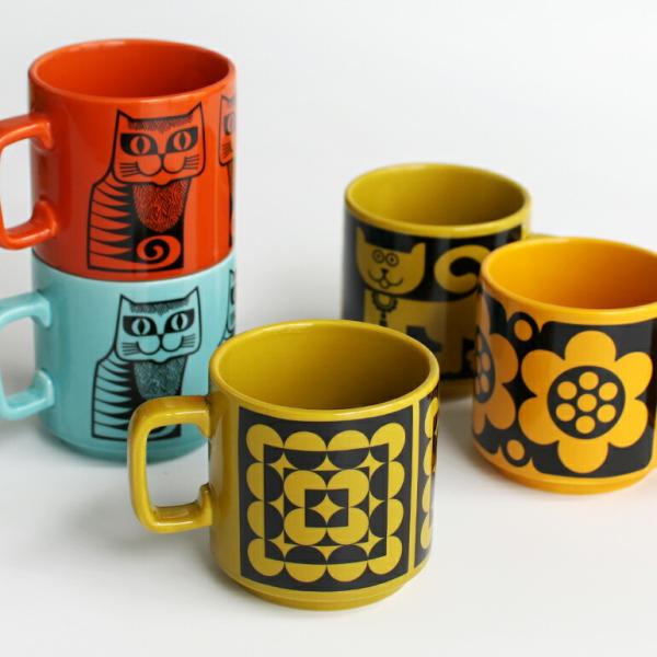 マグカップ 陶器 330ml 電子レンジ 食洗機 ホーンジー イギリス ミッドセンチュリー 復刻 レトロ ネコ 花 Magpie x HORNSEA マグパイ Hornsea Mug