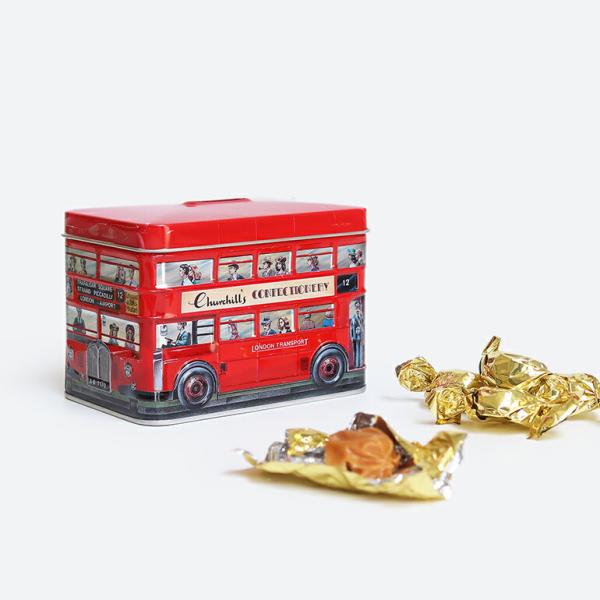 トフィー お菓子 イギリス バター 缶入りギフト Churchill's チャーチル ロンドンバス缶 150g