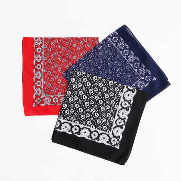 バンダナ 大判 花柄 54×54cm MODAS モダス 花柄バンダナ コットン レッド ネイビー ブラック
