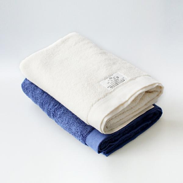 PACIFIC FURNITURE SERVICE[パシフィックファニチャーサービス]オーガニックコットンバスタオル[今治産 ホワイト／ネイビー 60×130cm]☆