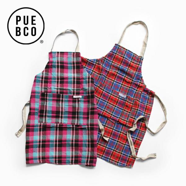 エプロン おしゃれ チェック PUEBCO プエブコ RECYCLE COTTON CHECK APRON