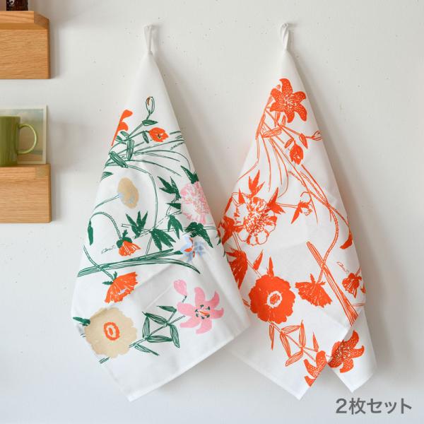 商品名：Puutarhakutsut ティータオル 2枚セットブランド：marimekko（マリメッコ）テキスタイルデザイン：石本藤雄サイズ：約 縦 70 cm × 横 43 cm素　材：コットン 57% 麻 43%※生地の取り方により柄の...