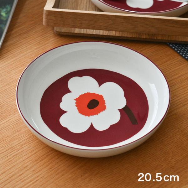 商品名：UNIKKO ディーププレート 20.5cmブランド：marimekko（マリメッコ）テキスタイルデザイン：Maija &amp; Kristina Isolaサイズ：約 直径 20 cm × 高さ 3.8 cm材　質：磁器※食洗器...