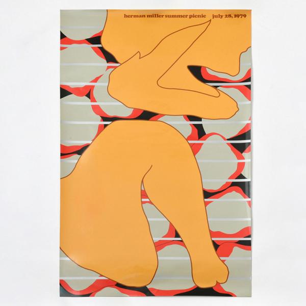 商品名：ポスター Herman Miller 1979 サマーピクニック/Stephen Frykholm　Chicken on BBQサイズ：約 縦 100.3 cm × 横 63.5 cm※長期保管品のため、傷、スレ、シミ、シワ、変色、...