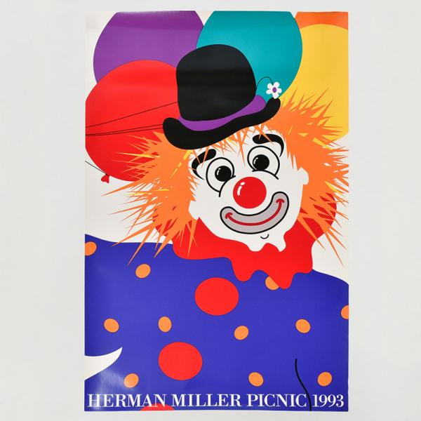 商品名：ポスター Herman Miller 1993 ピクニック /Clown Summer Picnic 1993　ピエロサイズ：約 縦 96.7 cm × 横 61.1 cm※長期保管品のため、傷、スレ、シミ、シワ、変色、汚れ、破れな...