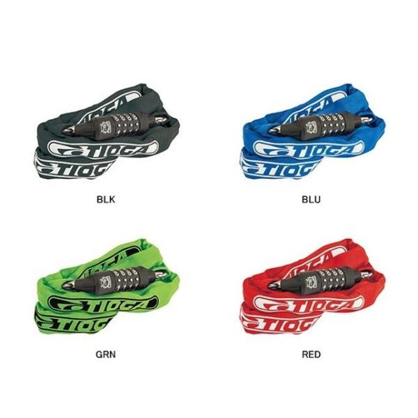 ・カラフルなナイロン製カバーにタイオガロゴの映えるチェーンロック。・大きめの文字が読み易いCP の4 桁ダイヤルを採用。・サイズ：1，200mm・ナイロン製カバー付・?3mm チェーン・296g・解錠番号を変えられるリセッタブルダイヤル・十...