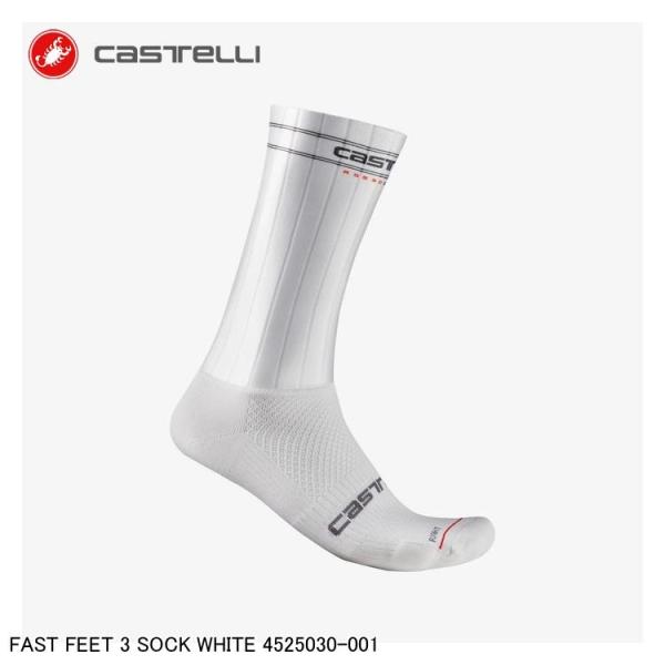 CASTELLI カステリ FAST FEET 3 SOCK WHITE 4525030-001 サイクルソックス 靴下ロード用最速ソックス開発プロジェクトで生まれた会心の傑作。Rosso Corsa Pro Sockがベースとなっており、...
