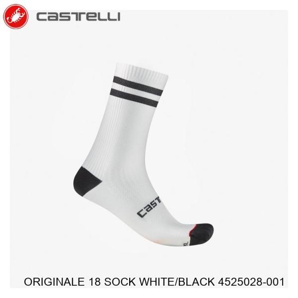 CASTELLI カステリ ORIGINALE 18 SOCK WHITE/BLACK 4525028-001 サイクルソックス 靴下クラシックな2つのストライプデザインが入った通気性に優れたサマーソックス重さ:56 g温度:10°C - ...